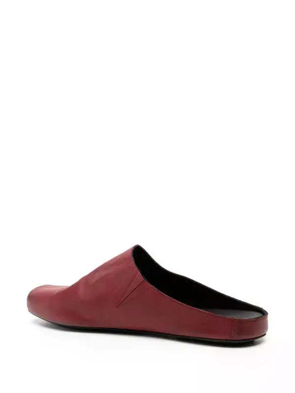 UMA WANG Square-toe Leather Slippers - Red