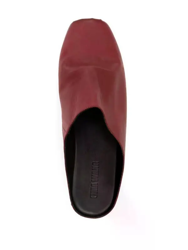 UMA WANG Square-toe Leather Slippers - Red