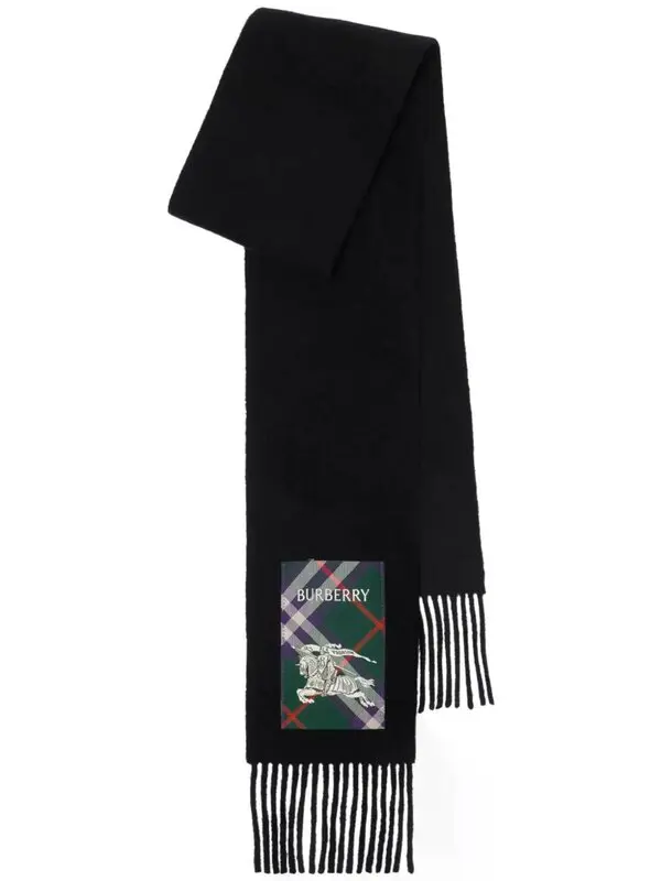 Burberry Check-label Cashmere Scarf - Black
