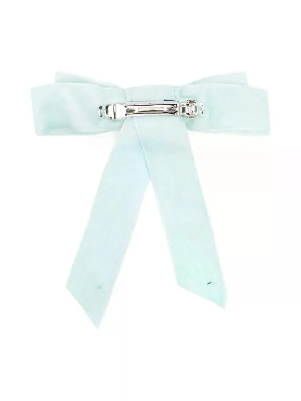 PARLOR Velvet Hair Clip With Oversize Bow Detail And Logo Plaque