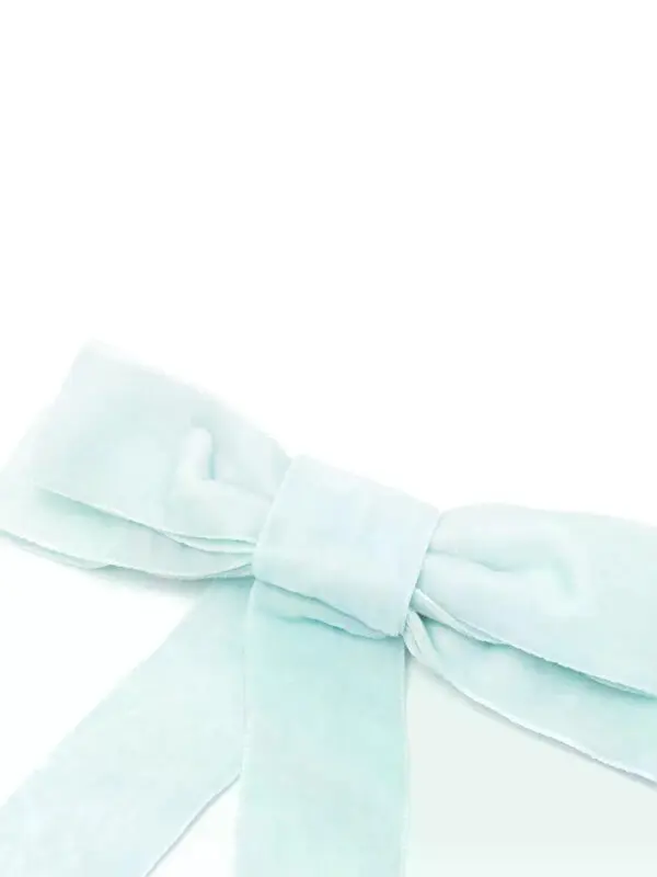 PARLOR Velvet Hair Clip With Oversize Bow Detail And Logo Plaque