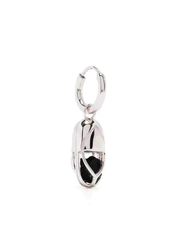 CAPSULE ELEVEN Capsule Onyx Hoop Earring - Silver