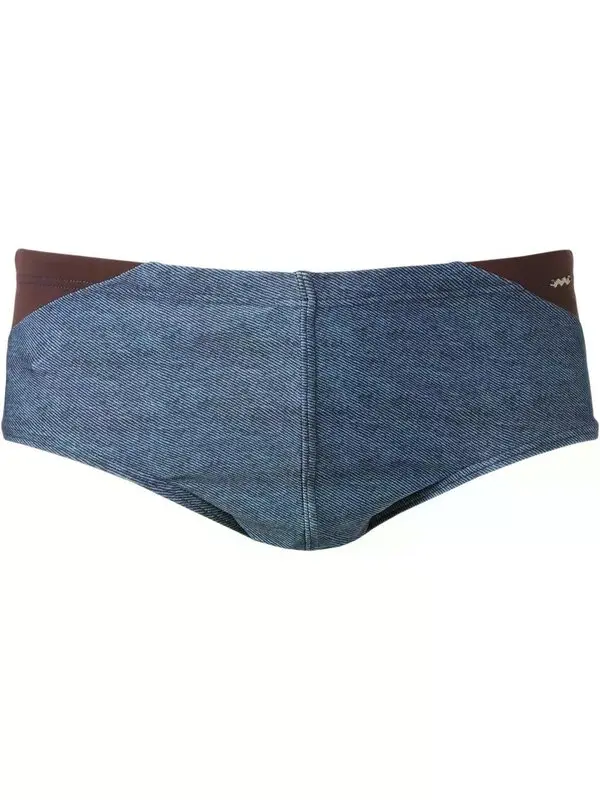 AMIR SLAMA Denim-print Swim Trunks - Blue