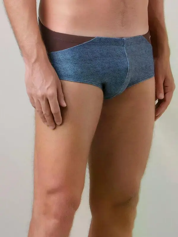 AMIR SLAMA Denim-print Swim Trunks