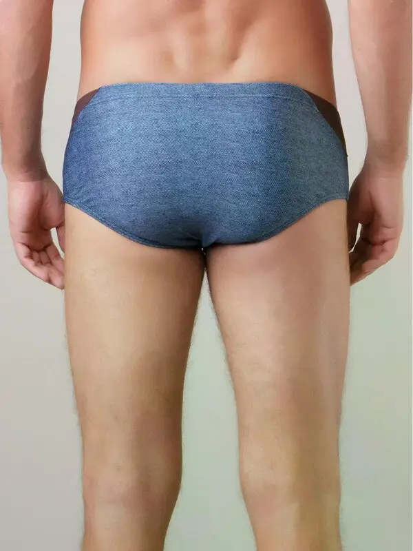 AMIR SLAMA Denim-print Swim Trunks