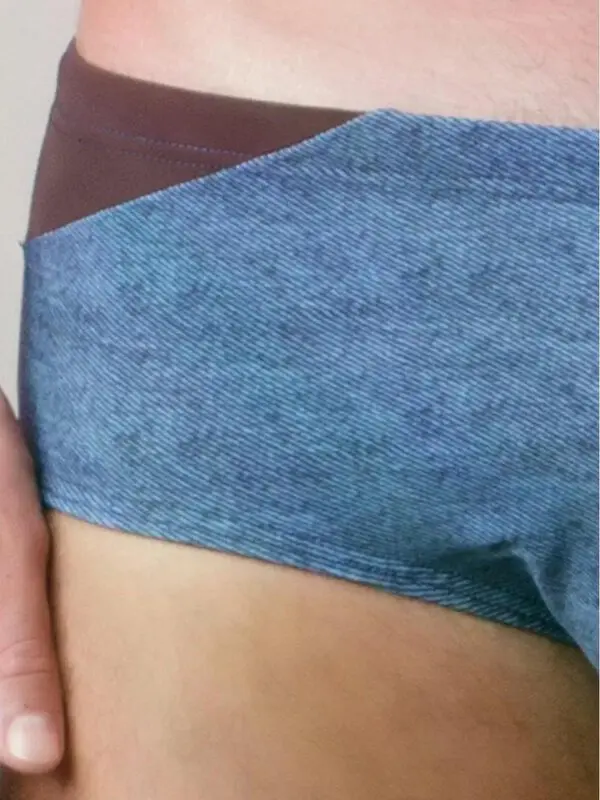 AMIR SLAMA Denim-print Swim Trunks