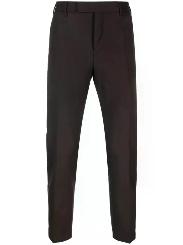 PT TORINO Mid-rise Wool Tailored Trousers - Brown