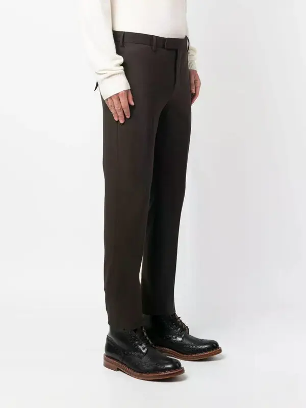 PT TORINO Mid-rise Wool Tailored Trousers - Brown