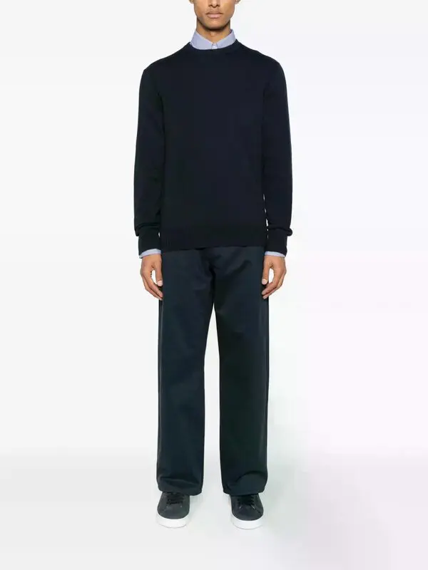 BOSS Logo-embroidered Ribbed Jumper - Blue