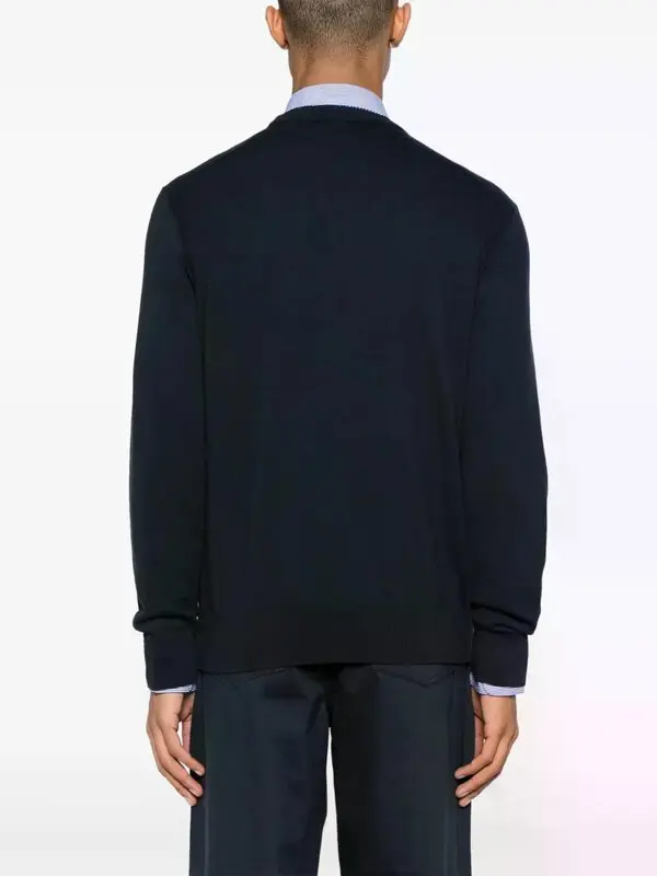BOSS Logo-embroidered Ribbed Jumper - Blue