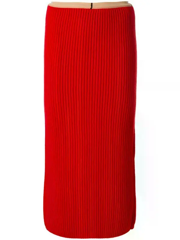 Calvin Klein Rib Knit Pencil Skirt - Red