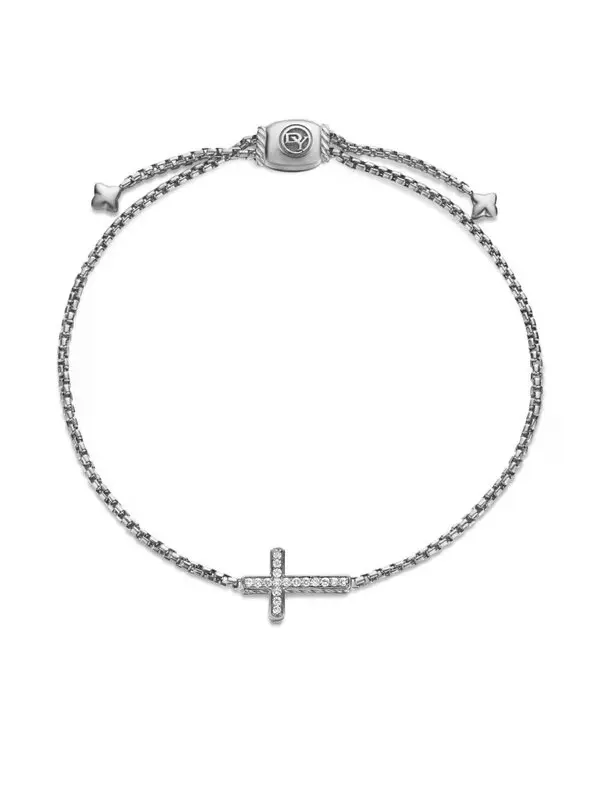 David Yurman Sterling Pavé Diamond Cross Chain Bracelet