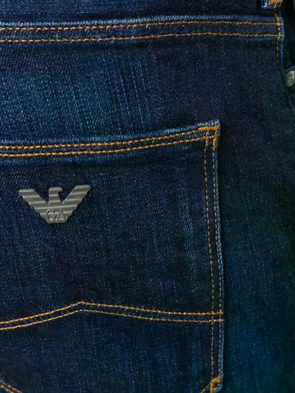 Emporio Armani Medium-wash Stretch Cotton Straight-leg Jeans - Blue