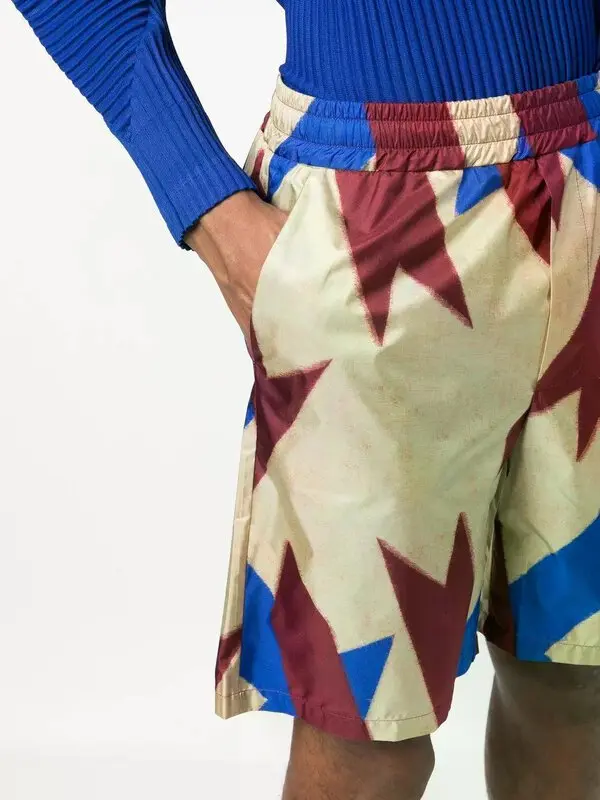 PIERRE-LOUIS MASCIA Abstract-print Silk Shorts