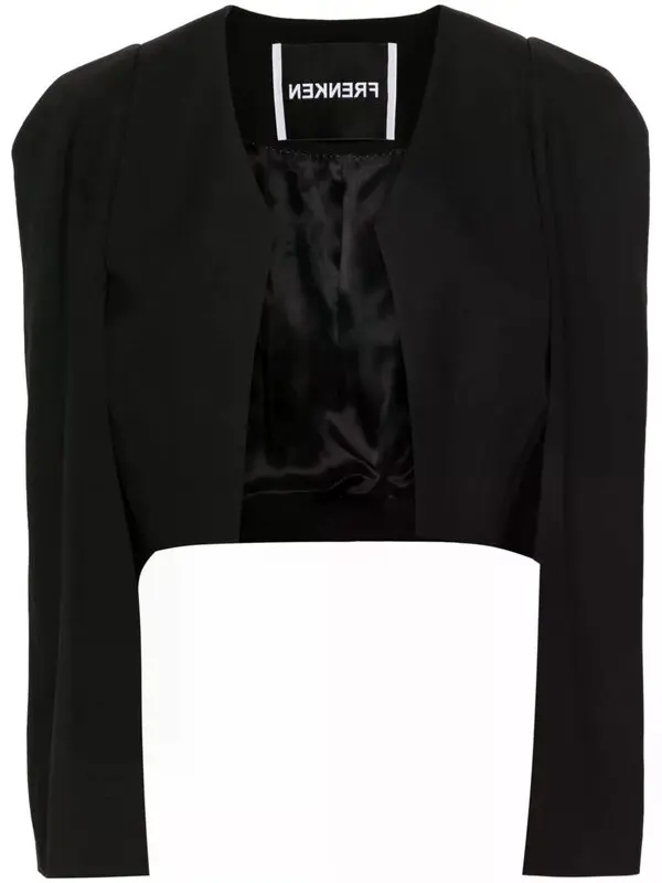 FRENKEN Cropped Puff-sleeved Jacket - Black