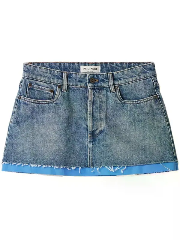 Miu Miu Denim Mini Skirt With Contrast Trim - Blue