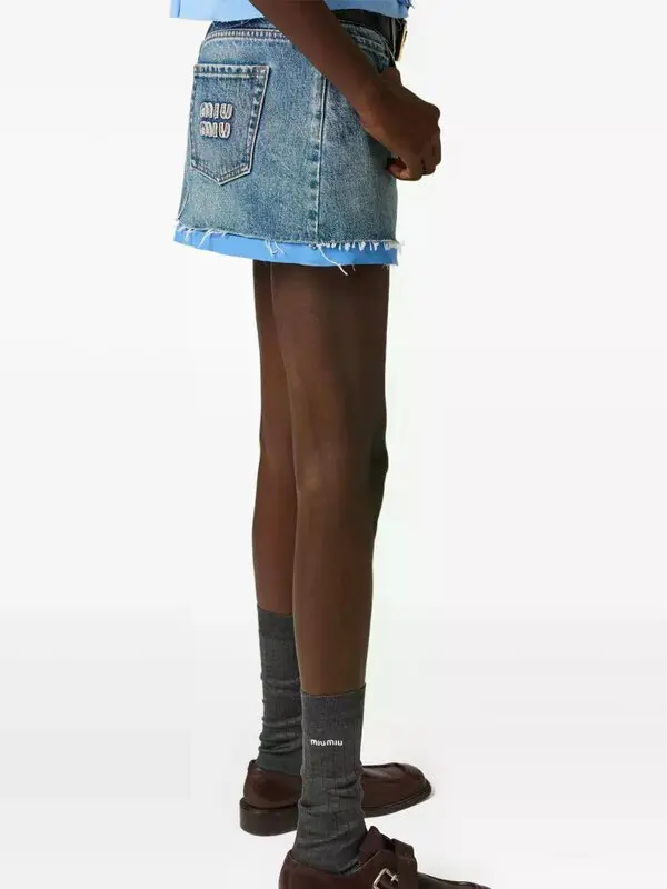 Miu Miu Denim Mini Skirt With Contrast Trim - Blue