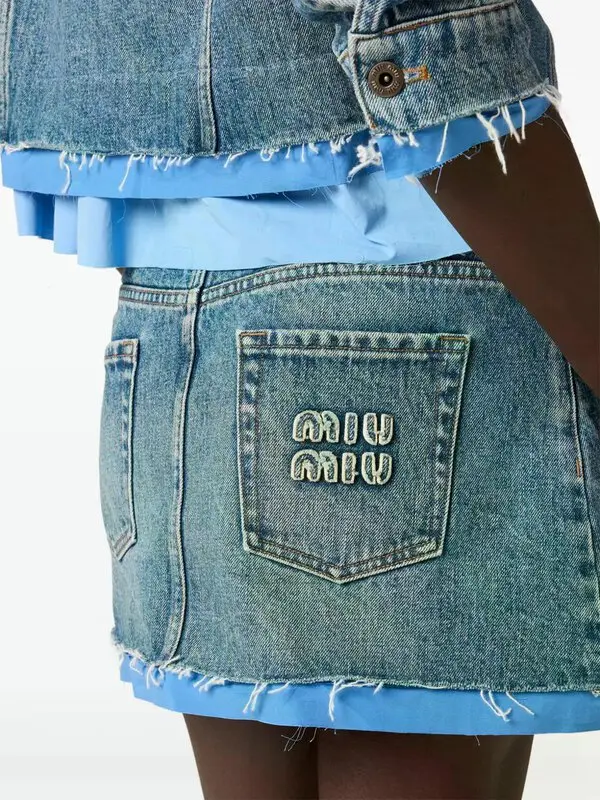 Miu Miu Denim Mini Skirt With Contrast Trim - Blue
