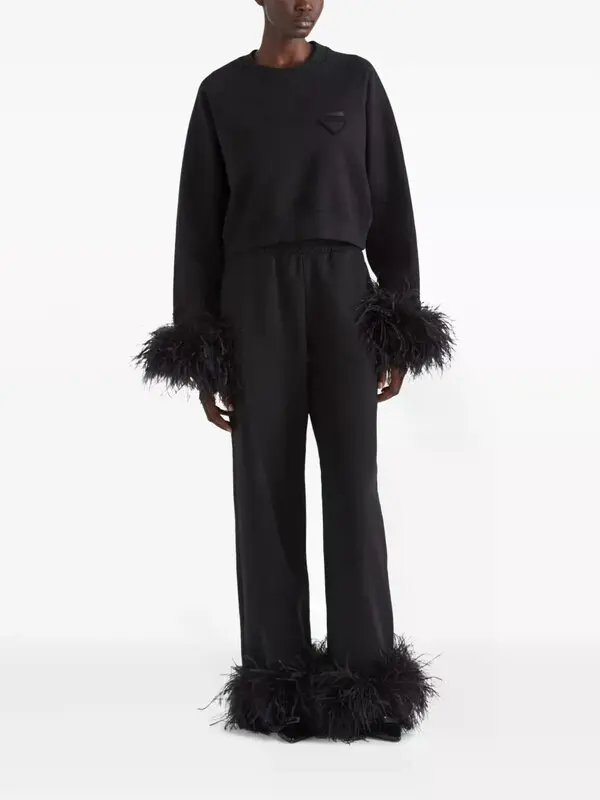 Prada Feather-trim Fleece Track Pants
