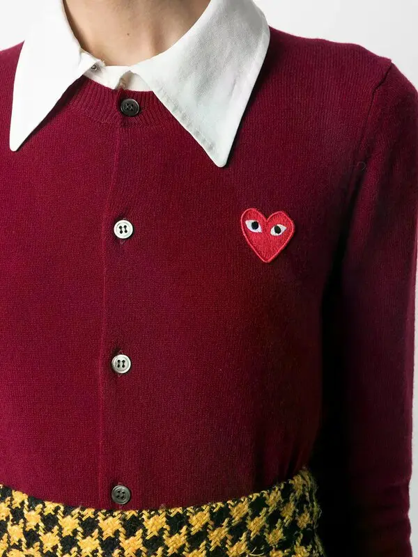 Play Comme Des Garcon Heart Motif Cardigan - Red