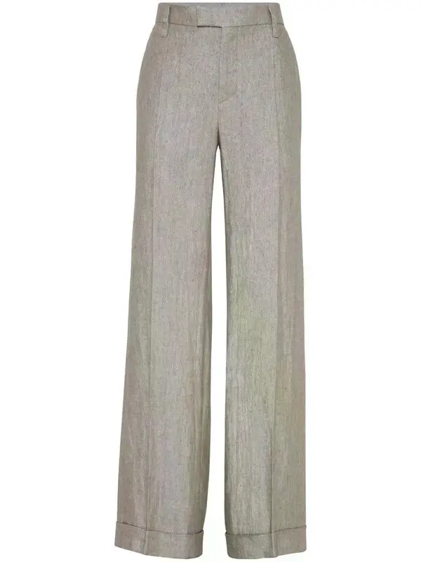Brunello Cucinelli Pressed-crease Wide-leg Trousers