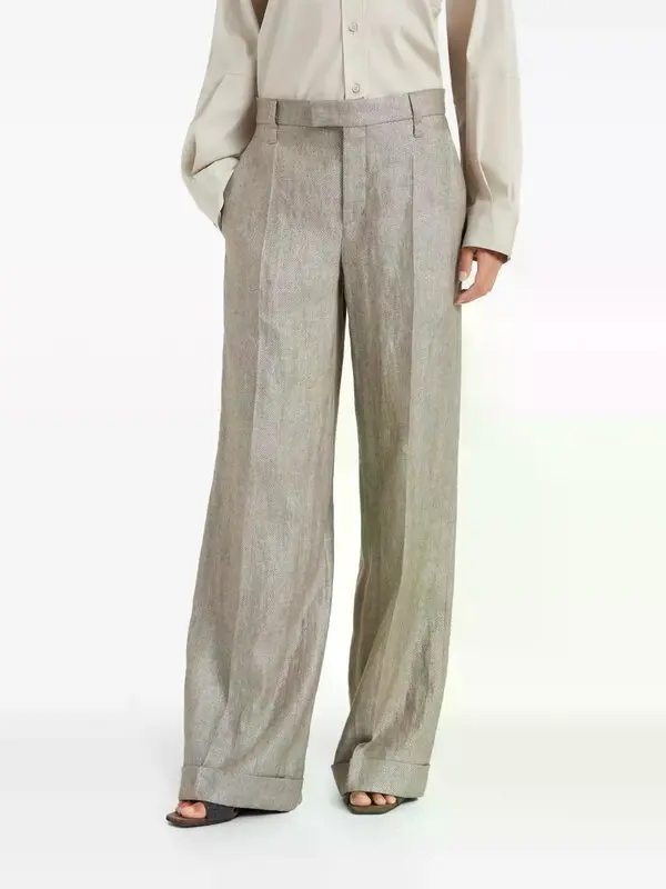 Brunello Cucinelli Pressed-crease Wide-leg Trousers