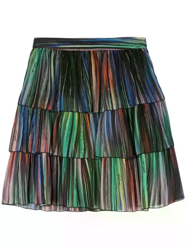 Just Cavalli Tiered Ruffled Striped Skirt