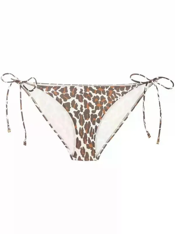 Tory Burch Leopard-print Bikini Bottoms - Brown