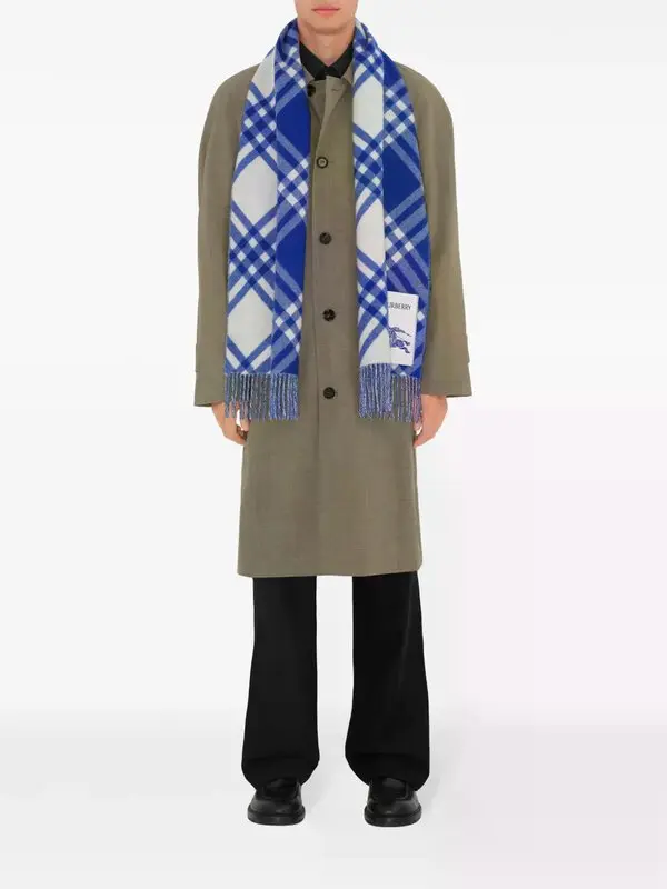 Burberry Check Cashmere Scarf - Blue