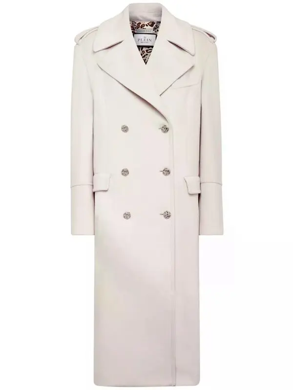 Philipp Plein Skull Crystal-embellished Double-breasted Coat