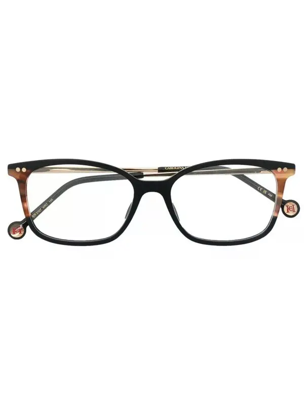 Carolina Herrera Tortoiseshell Rectangle-frame Glasses - Black