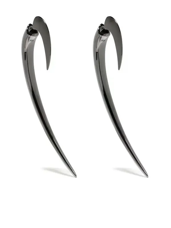 SHAUN LEANE Black Rhodium Large Hook Earrings - Silver