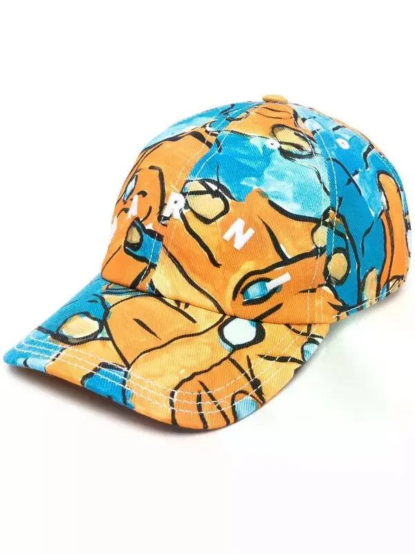 Marni Embroidered-logo Detail Baseball Cap - Orange