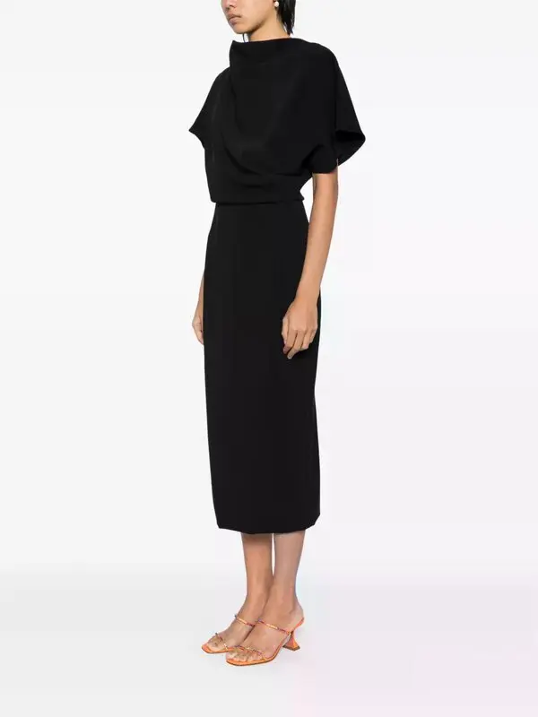 Amsale Draped Detailing Midi Dress - Black