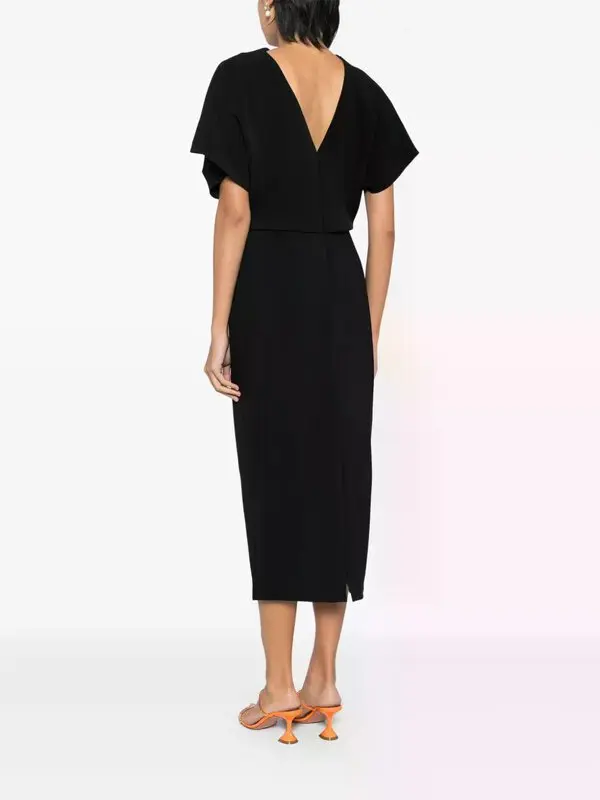 Amsale Draped Detailing Midi Dress - Black