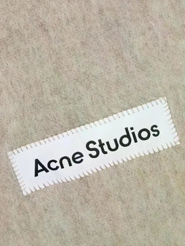 Acne Studios Logo-appliqué Fringed Scarf - Neutrals