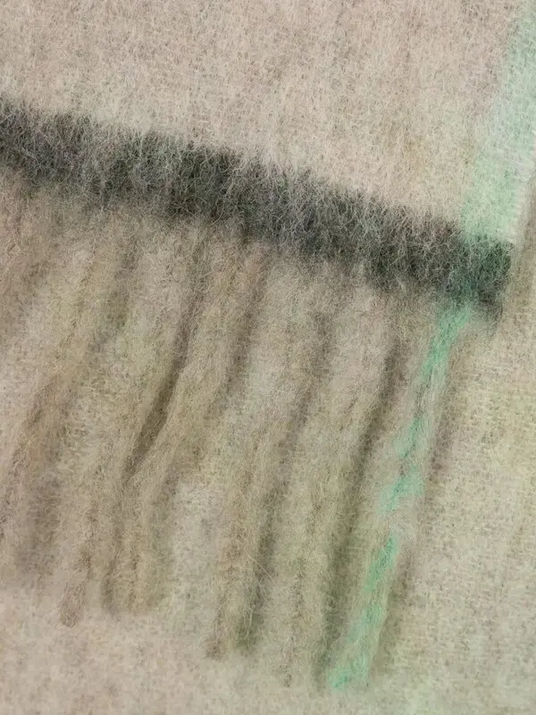 Acne Studios Logo-appliqué Fringed Scarf - Neutrals