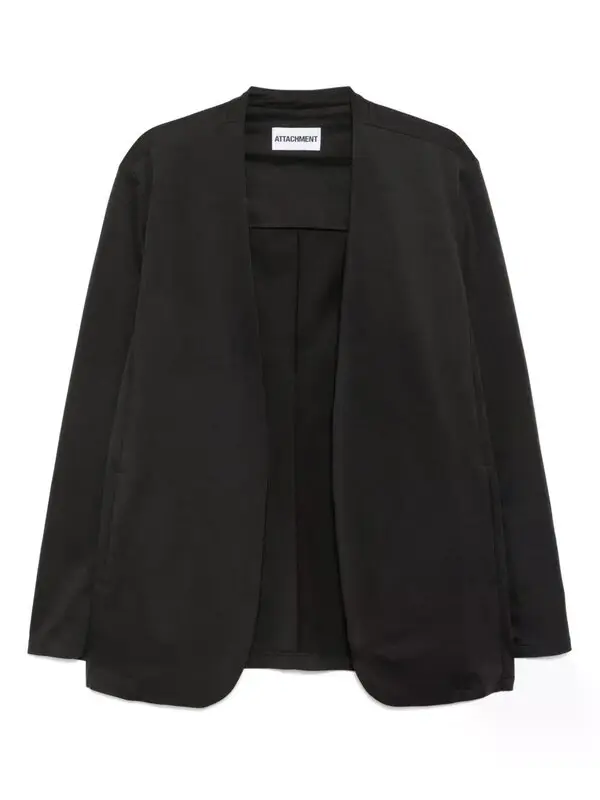 Attachment Cotton Double-face Collarless Jacket - Grey