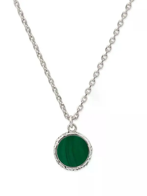Emanuele Bicocchi Flourish Amulet Malachite Necklace - Silver