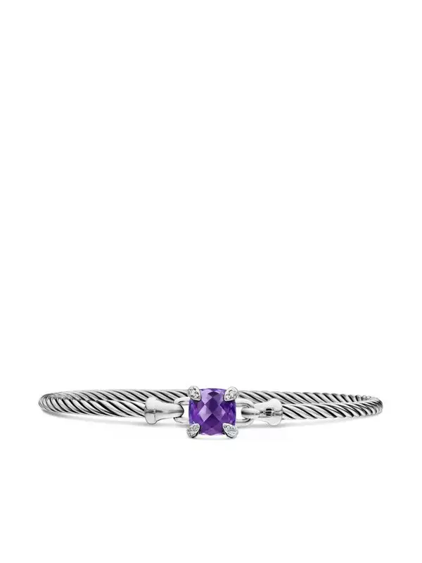 David Yurman Sterling Chatelaine Diamond And Amethyst Bracelet - Silver