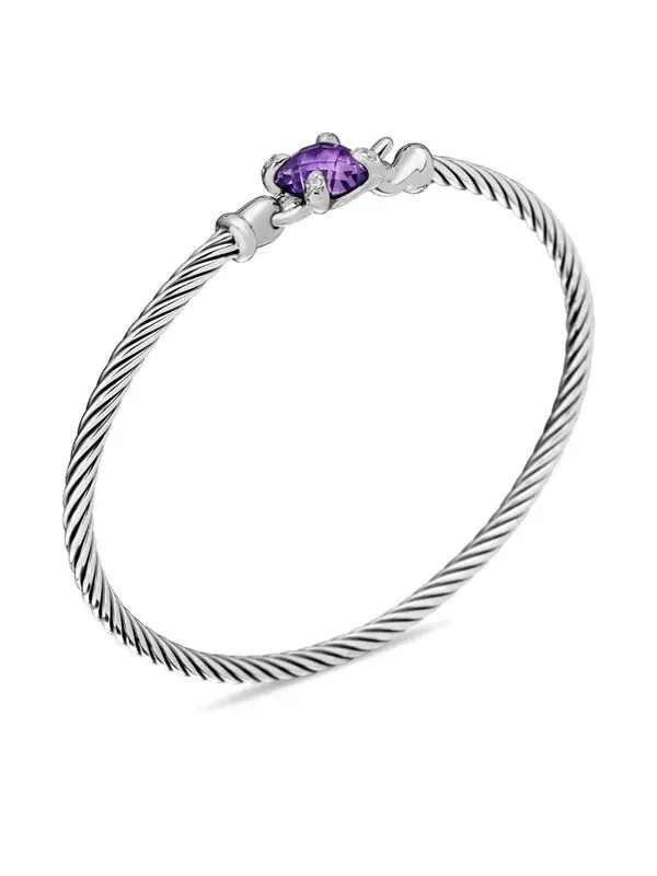 David Yurman Sterling Chatelaine Diamond And Amethyst Bracelet