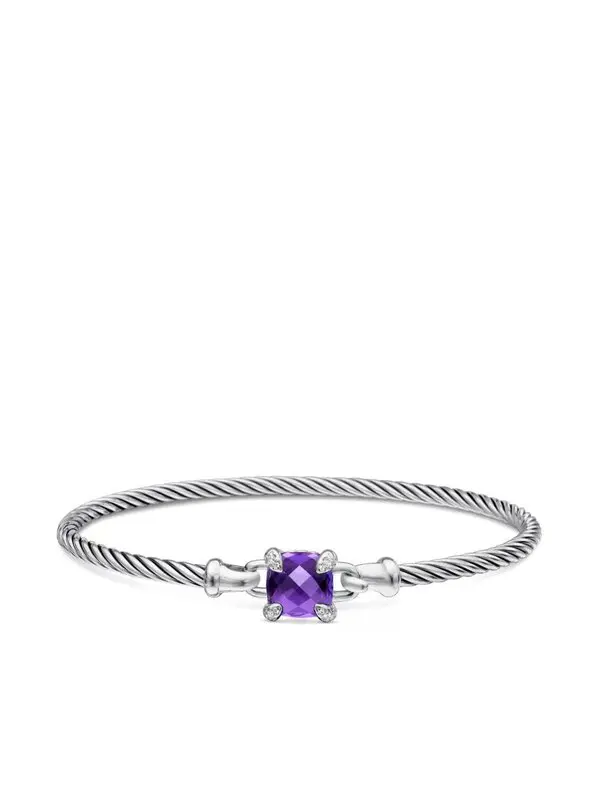 David Yurman Sterling Chatelaine Diamond And Amethyst Bracelet