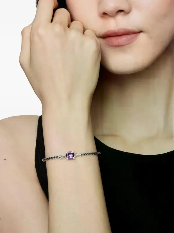 David Yurman Sterling Chatelaine Diamond And Amethyst Bracelet