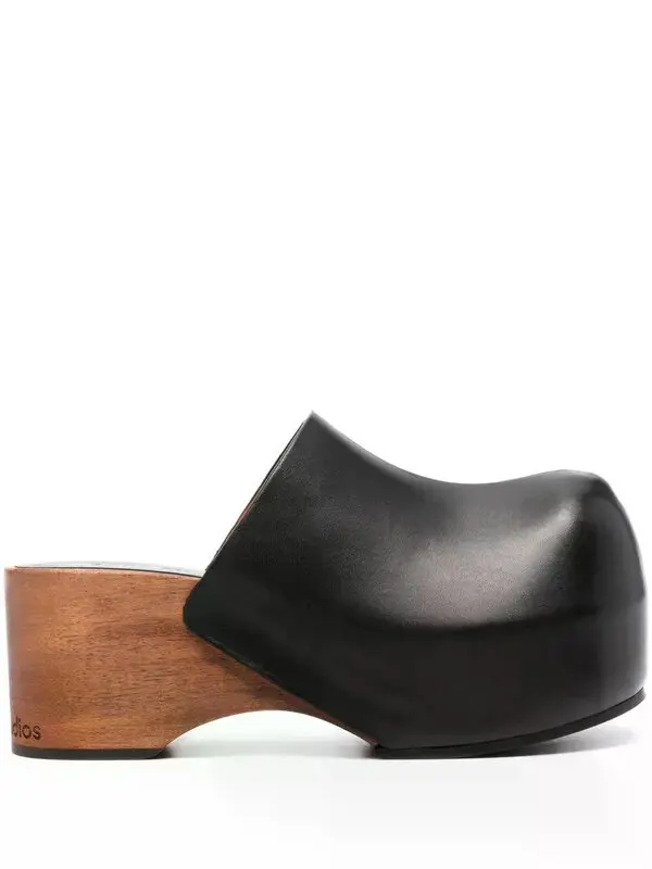 Acne Studios Wooden-platform Clogs - Black