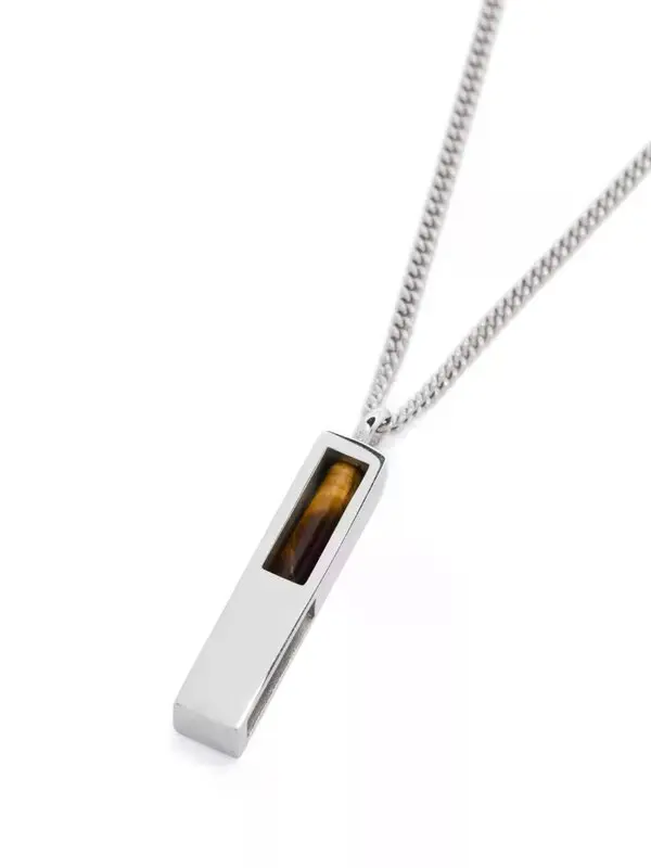 Tom Wood Cube Pendant Tiger Eye Necklace