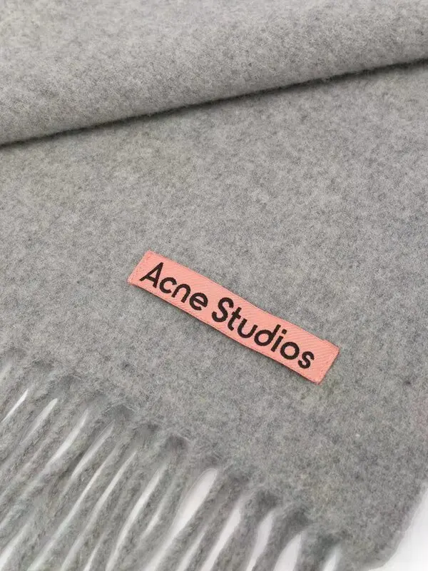 Acne Studios Oversize Fringe Wool Scarf - Grey