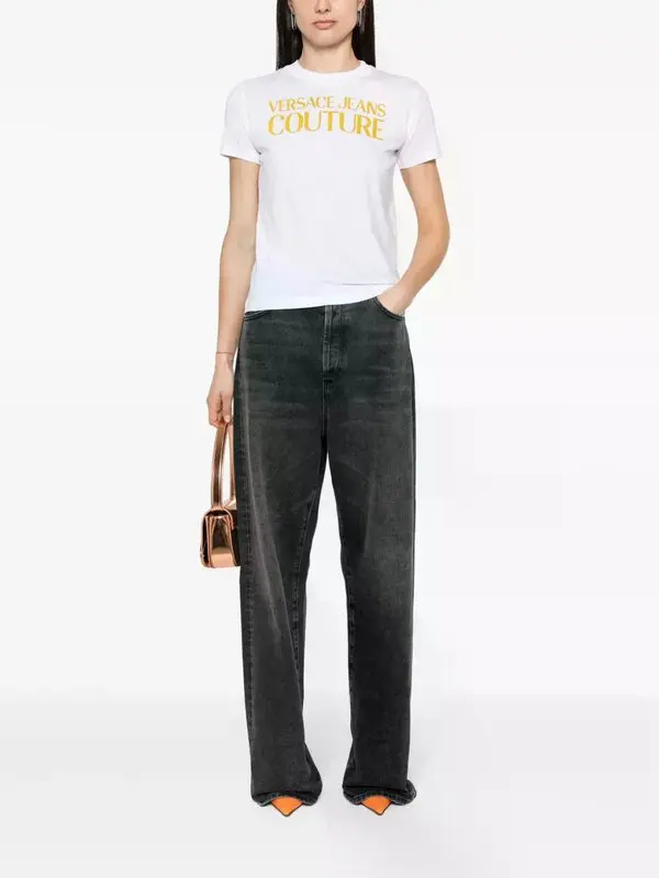 Versace Logo-print Glittered T-shirt - White