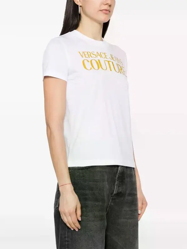 Versace Logo-print Glittered T-shirt - White
