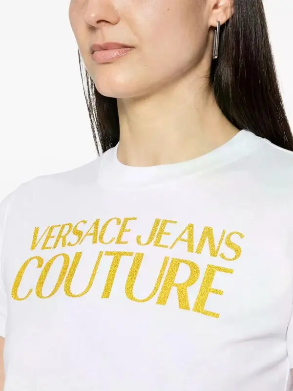Versace Logo-print Glittered T-shirt - White