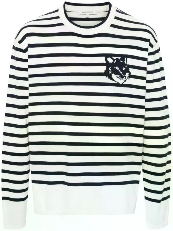 Maison Kitsuné Fox-motif Cotton Jumper - Blue